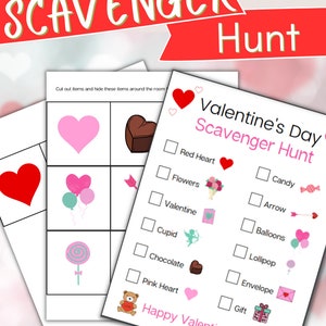 Valentine's Day Scavenger Hunt With Picture Cards to Hide, Valentine ...