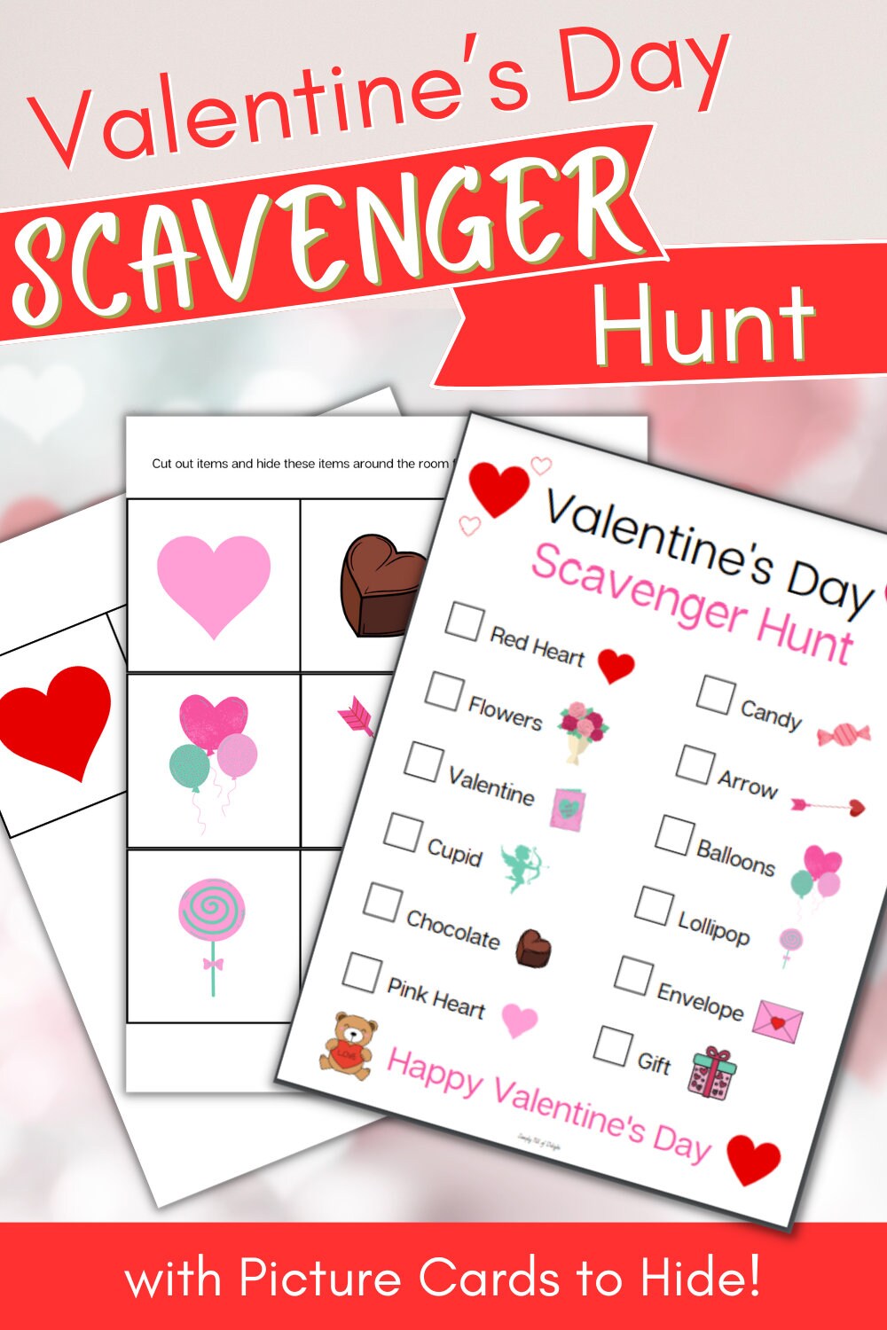 Valentine's Day Scavenger Hunt With Picture Cards to Hide, Valentine ...