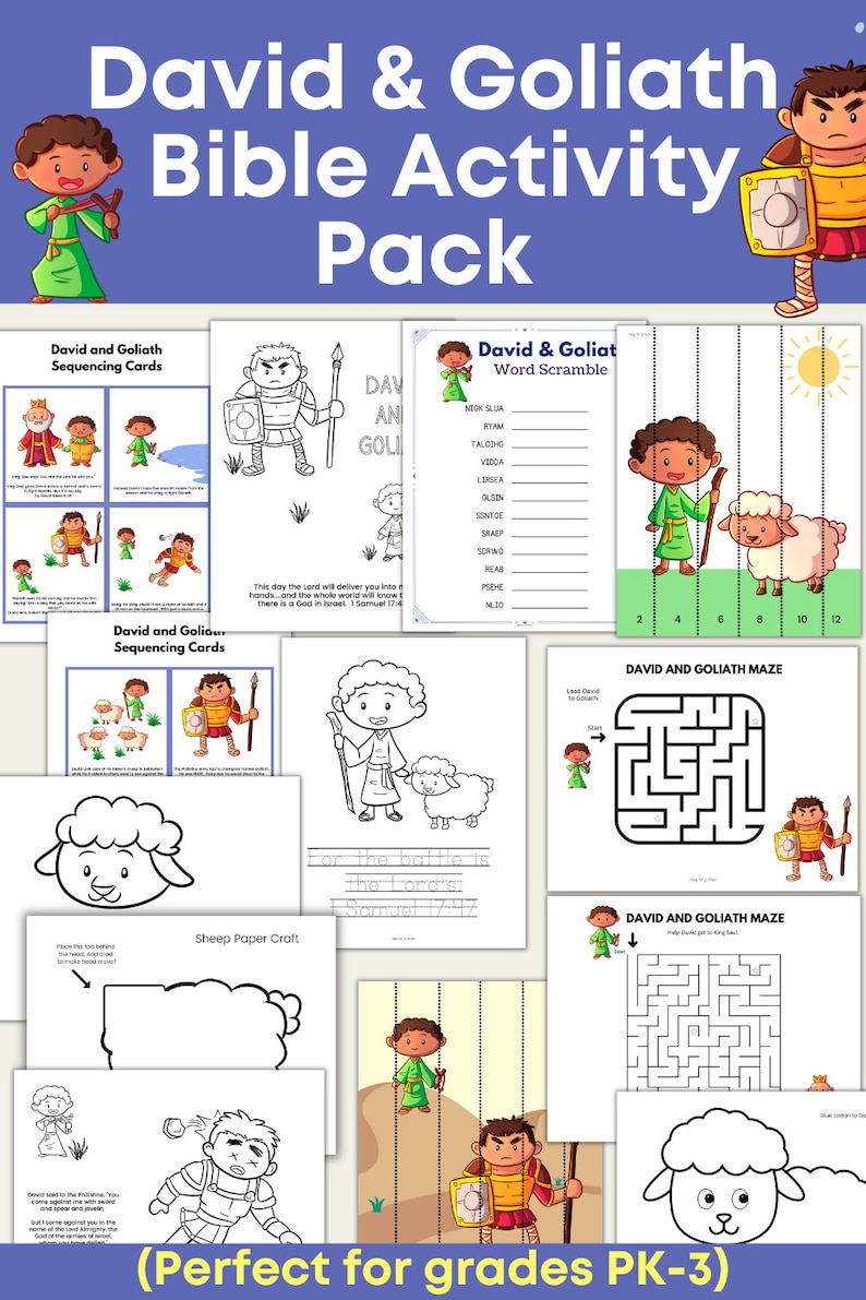 David and Goliath Sunday School Lesson, David and Goliath Worksheet ...