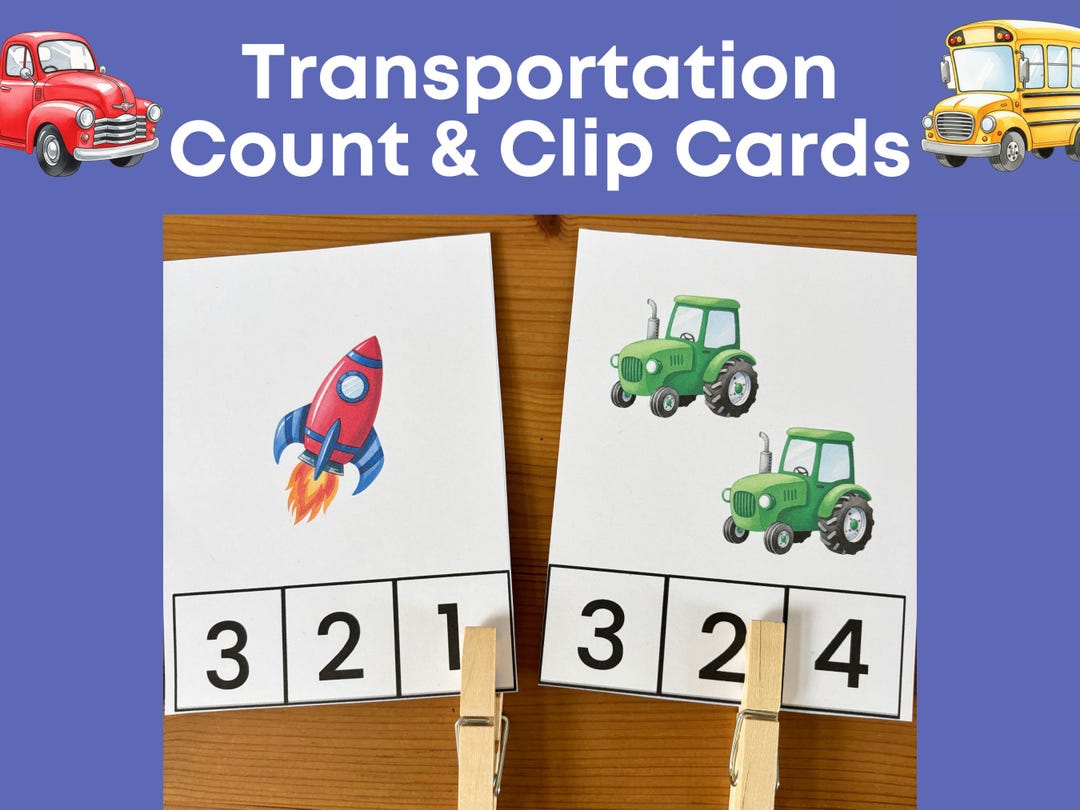 Transportation Count Clip Cards, Montessori Math Printable ...