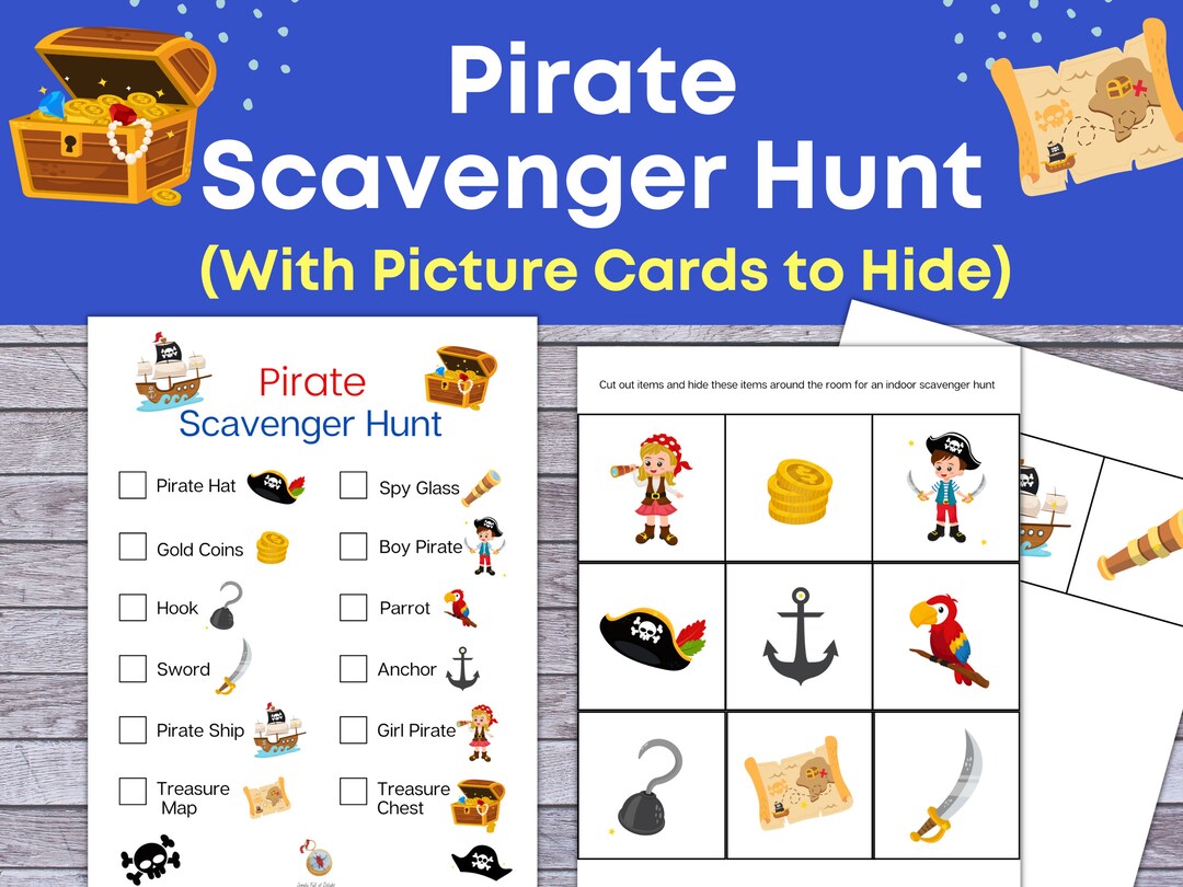 Pirate Scavenger Hunt, Pirate Treasure Hunt, Printable for Kids ...