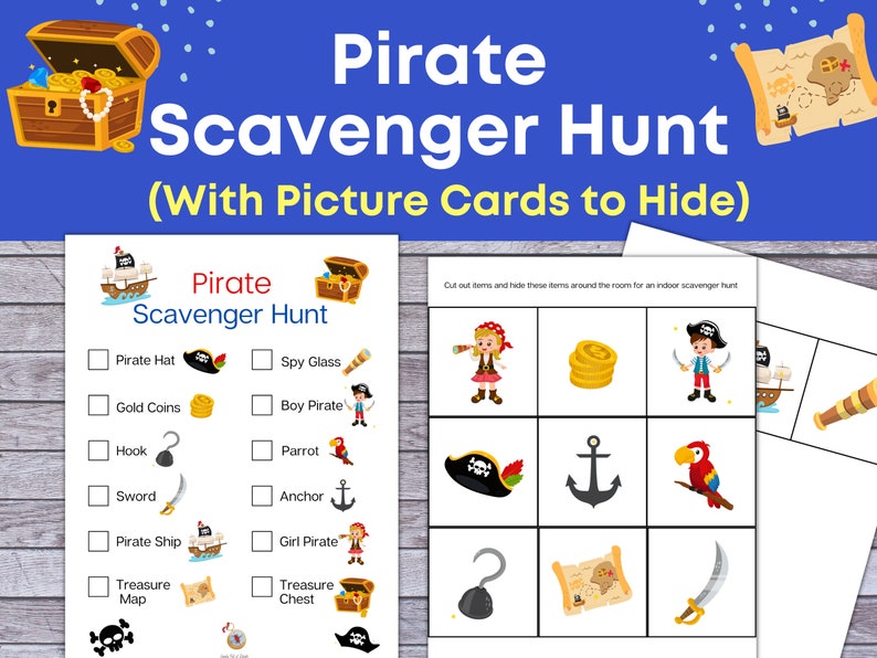 Pirate Scavenger Hunt, Pirate Treasure Hunt, Printable for Kids ...