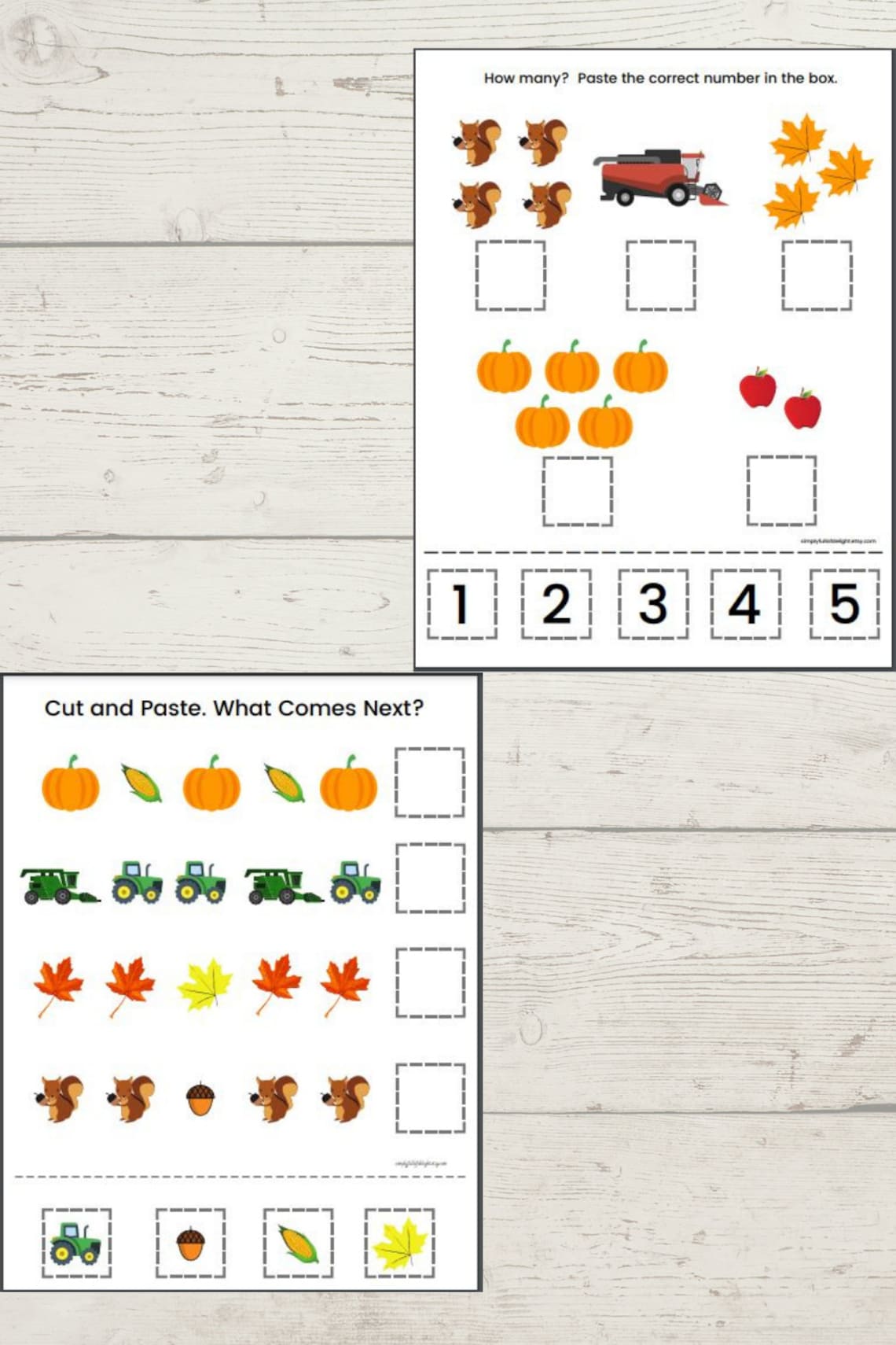 Fun Fall Printable Set for Preschool, Fall Preschool Activities Pack ...