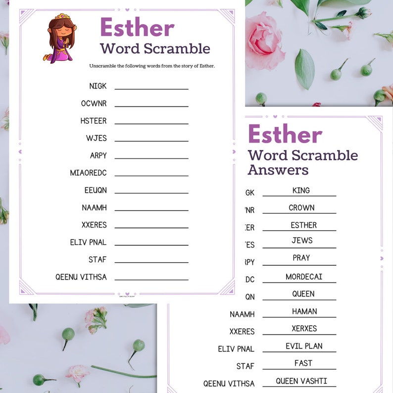 Queen Esther Bible Story, Queen Esther Activities and Games, Queen ...