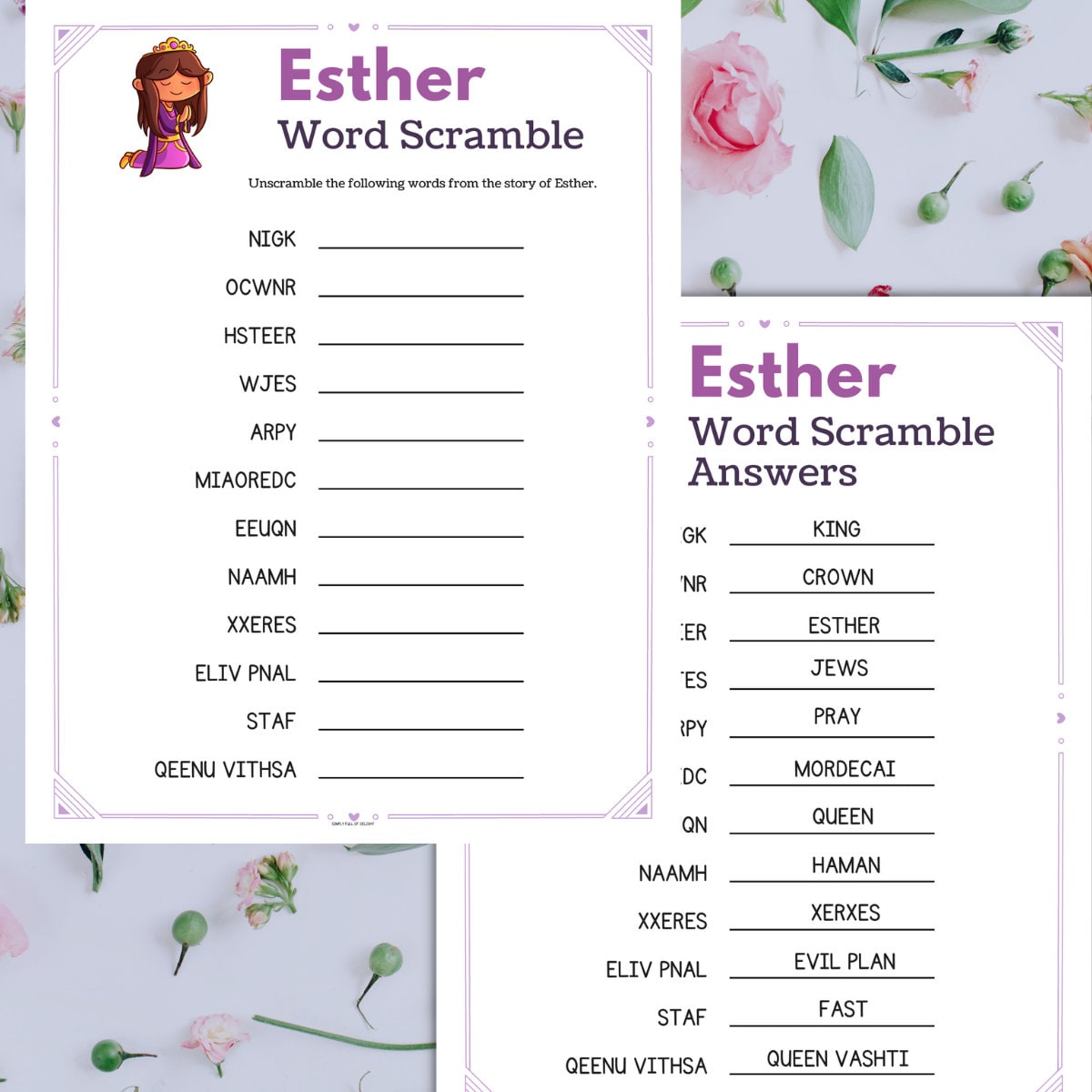 Queen Esther Bible Story, Queen Esther Activities and Games, Queen ...