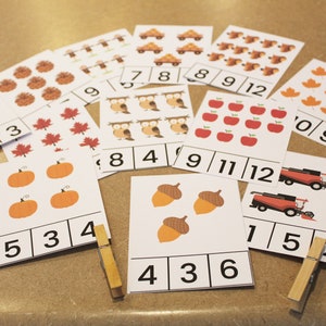 Fall Count Clip Cards, Montessori Math Printable, Homeschooling ...