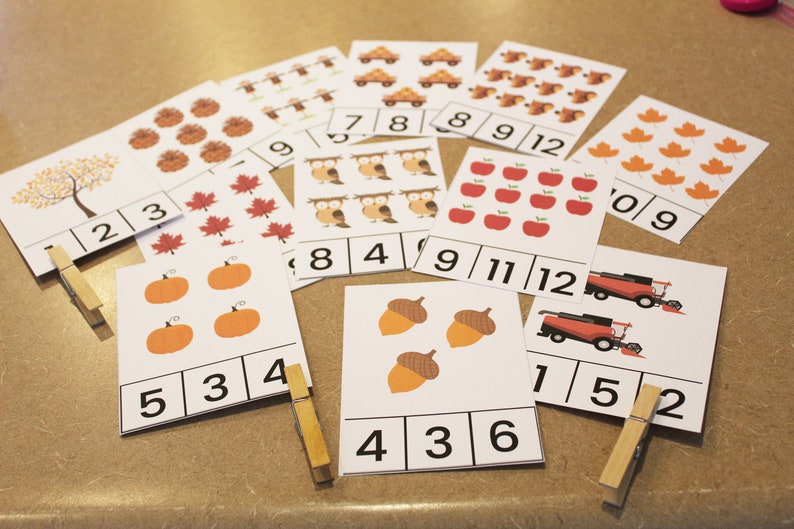 Fall Count Clip Cards, Montessori Math Printable, Homeschooling ...