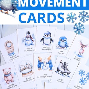 Winter Movement Cards for Kids, Preschool Gross Motor Activity ...