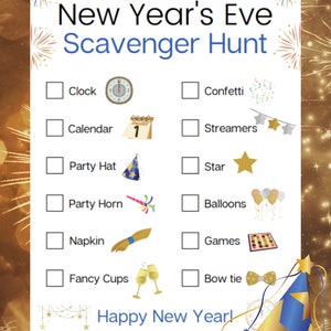 New Years Scavenger Hunt With Cards to Hide, NYE Scavenger Hunt ...