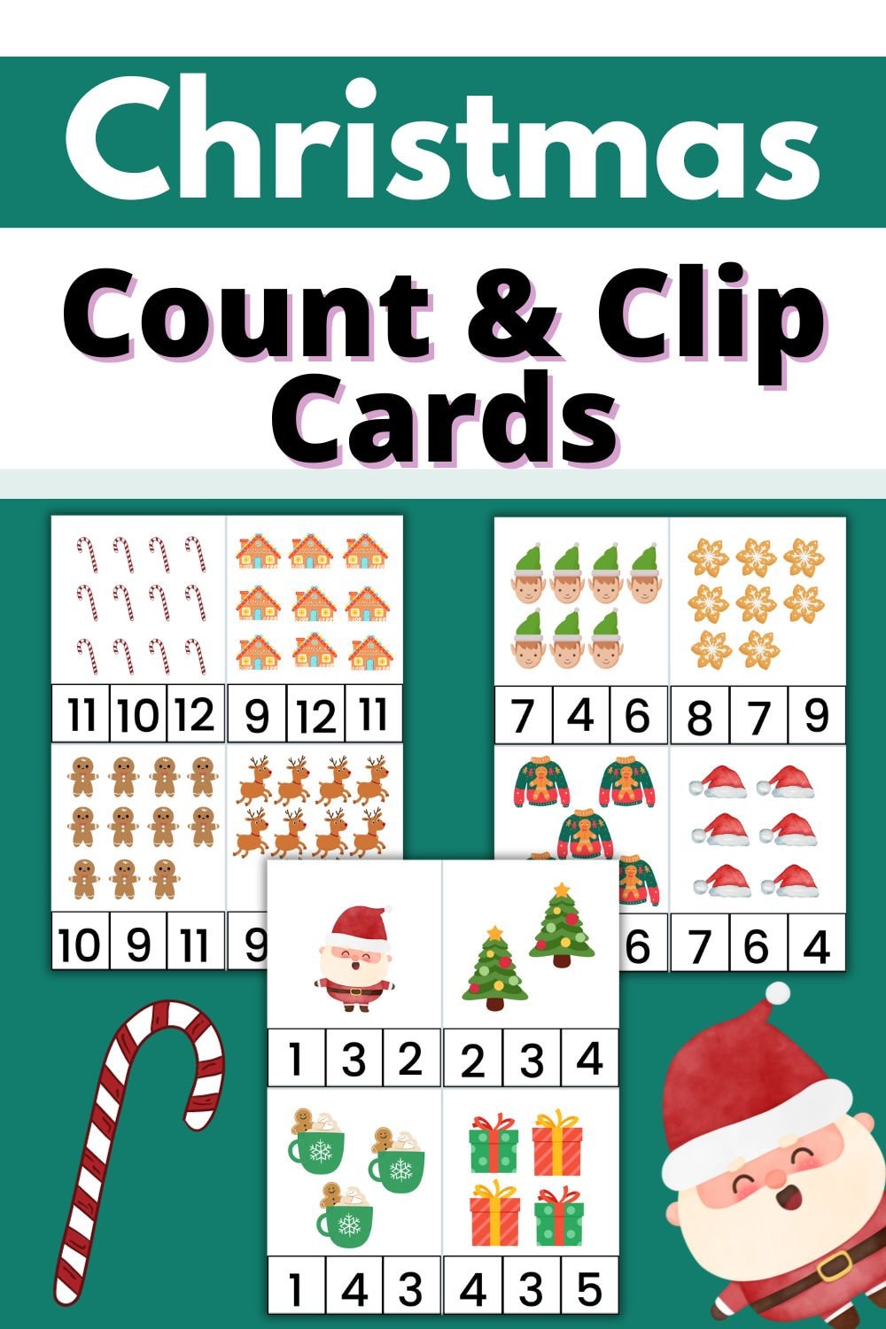 Christmas Count Clip Cards, Montessori Math Printable, Homeschooling ...
