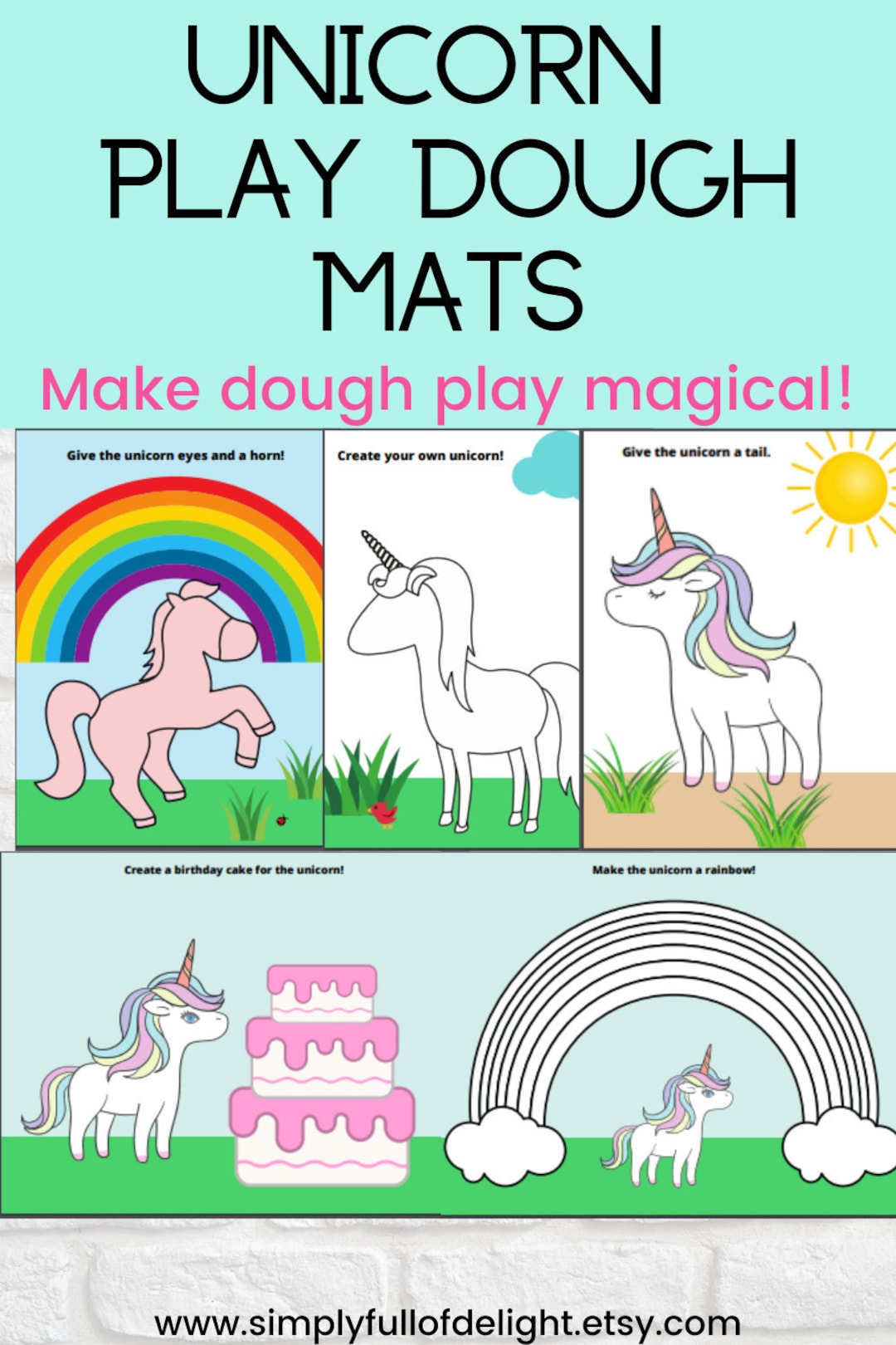 Unicorn Play Dough Mats, Unicorn Sensory Play, Unicorn Play Doh Mats ...