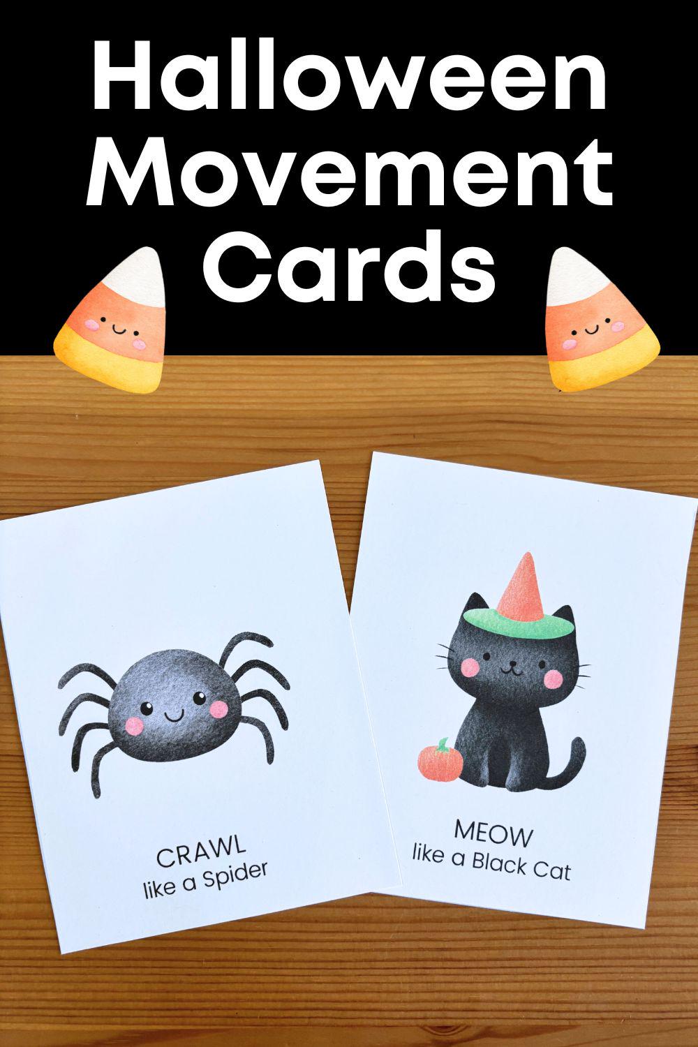 Halloween Movement Cards for Kids, Preschool Gross Motor Activity ...