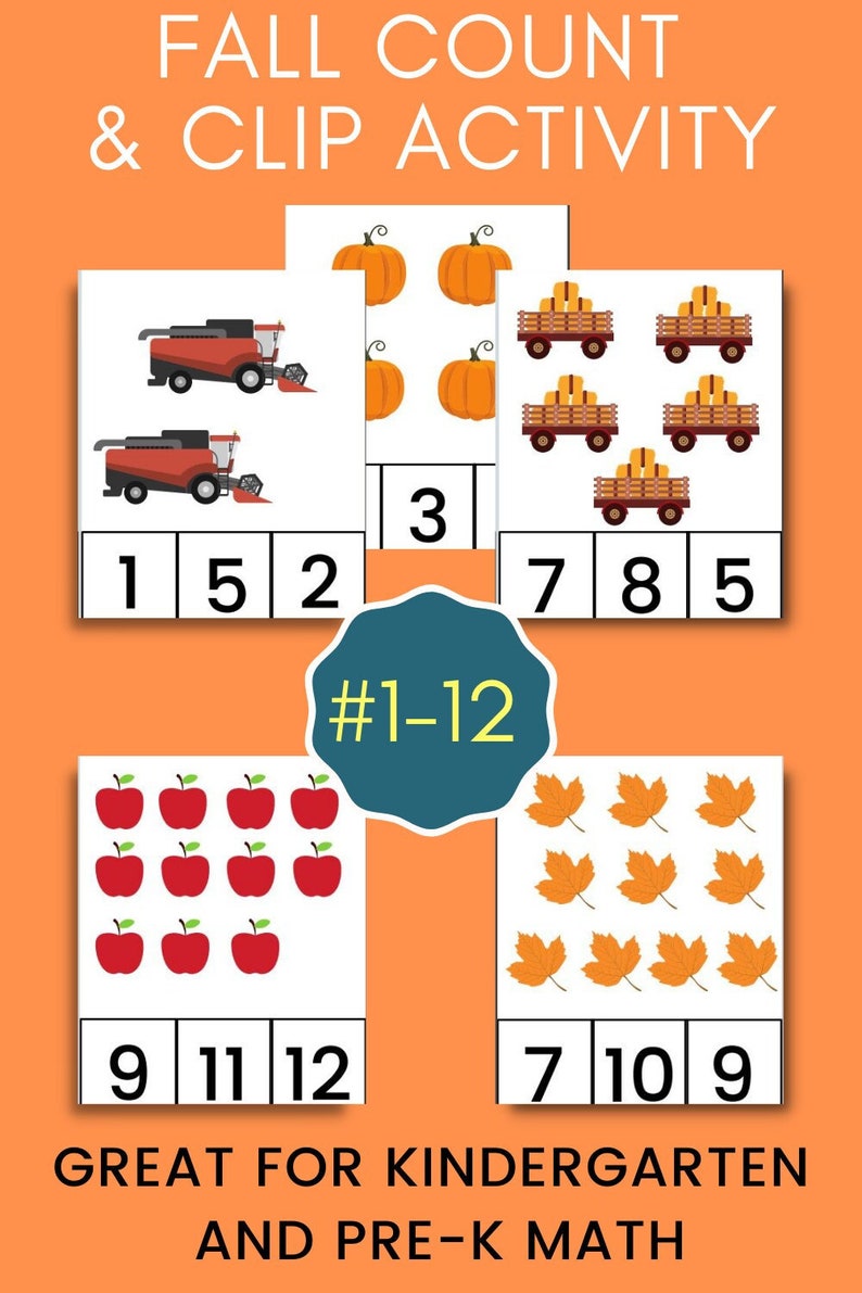 Fall Count Clip Cards, Montessori Math Printable, Homeschooling ...