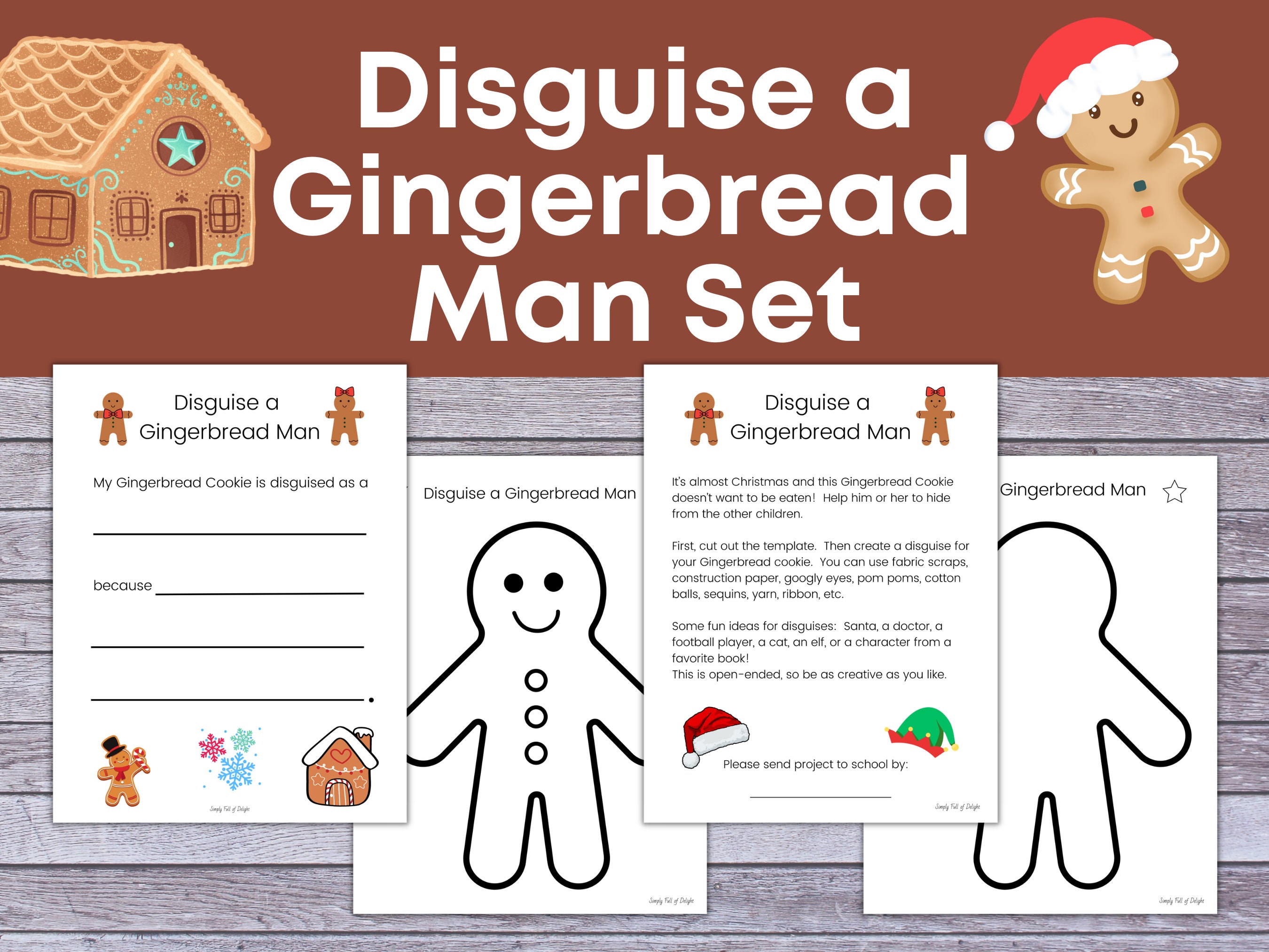 Disguise a Gingerbread Man Set, Gingerbread Man Project, Christmas ...