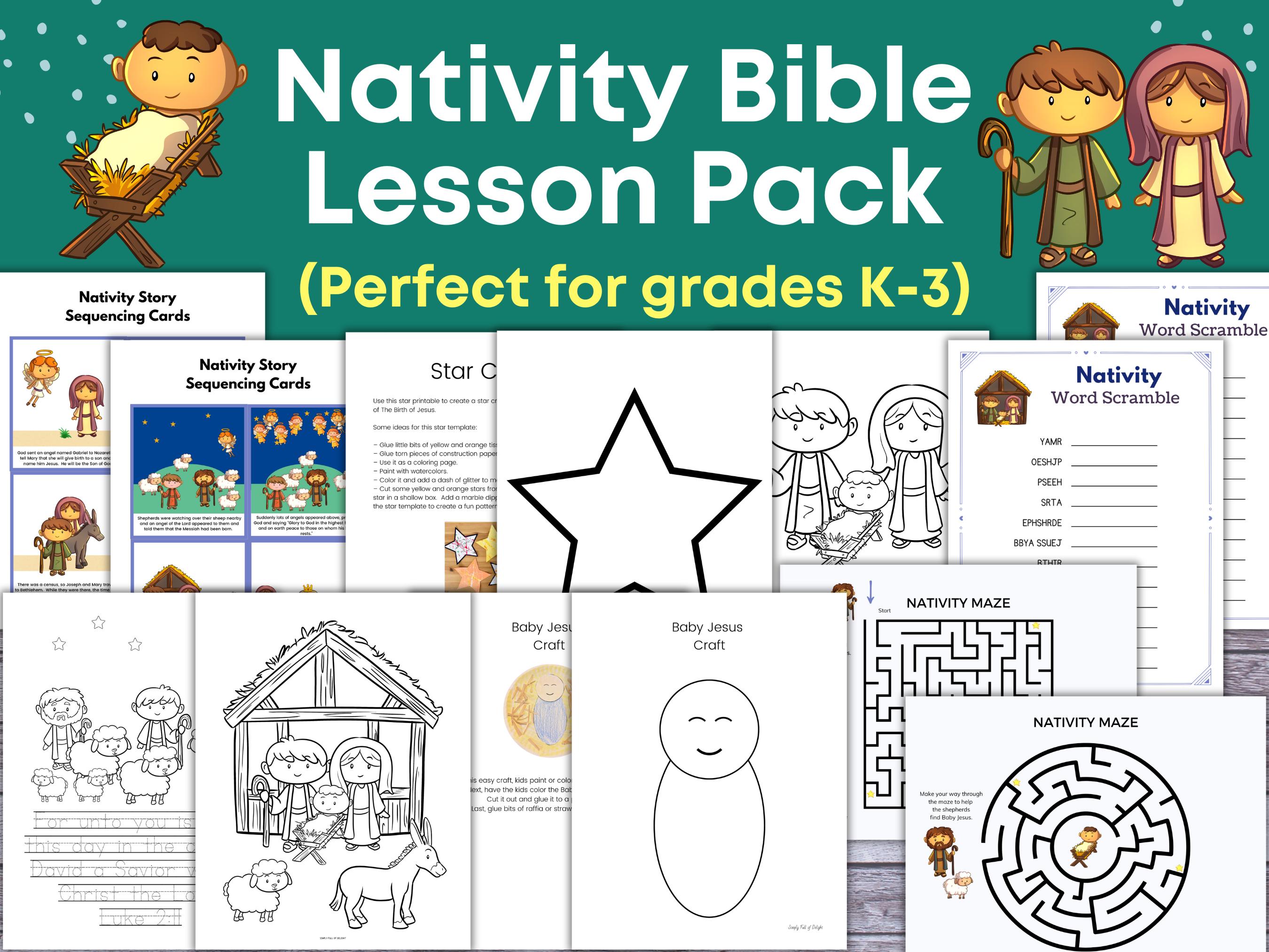 Nativity Bible Story, Birth of Jesus Activities and Games, Nativity ...