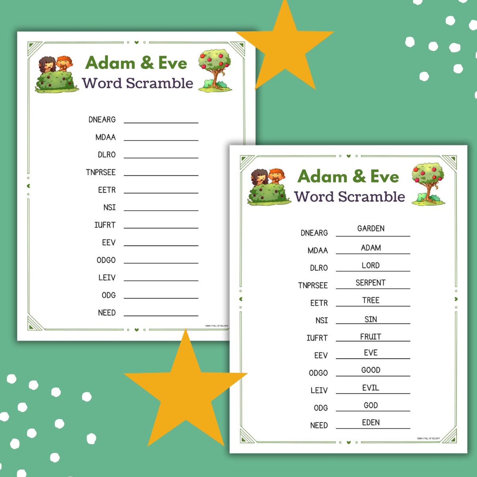 Adam & Eve Bible Story, Adam and Eve Activities, Adam and Eve Craft ...