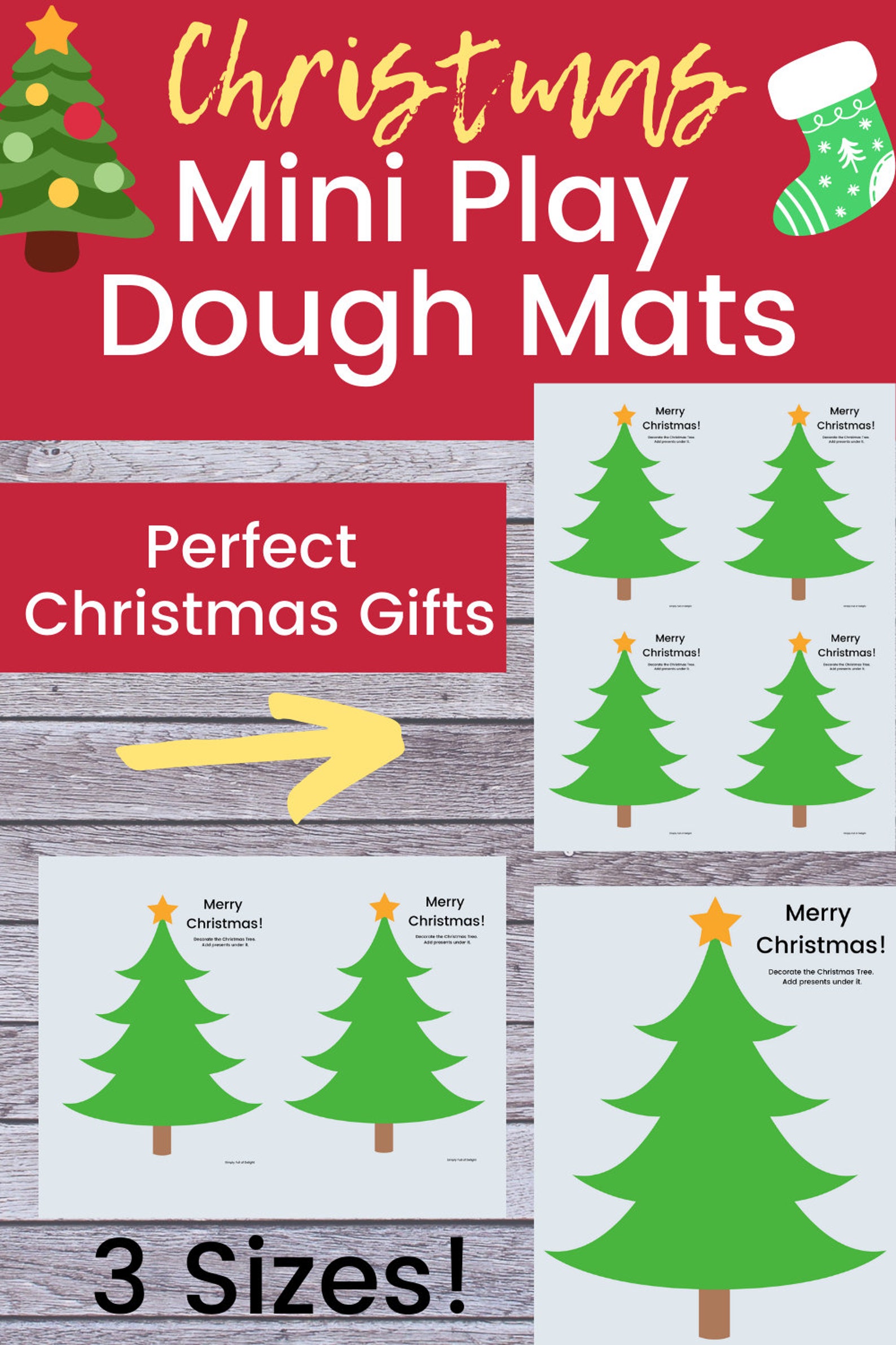 Printable Mini Christmas Playdough Mats, Christmas Printable for Kids ...