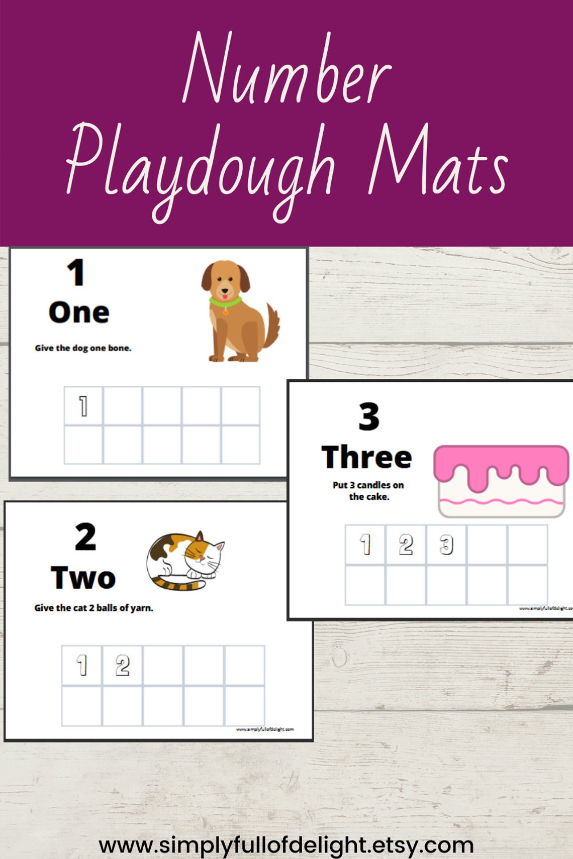 Number Play Dough Mats, Printable Play Doh Mats, 1-5 Number Play Dough ...