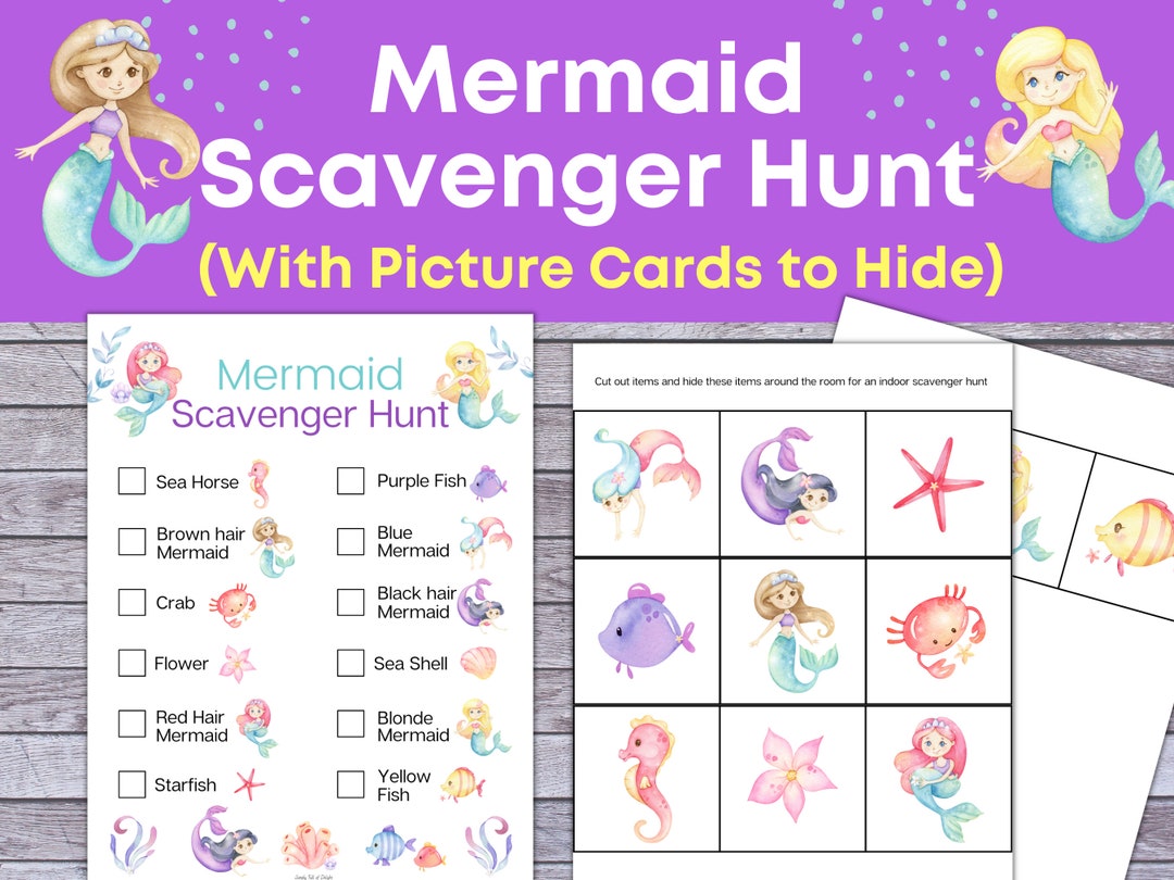 Mermaid Scavenger Hunt, Mermaid Treasure Hunt, Printable for Kids ...