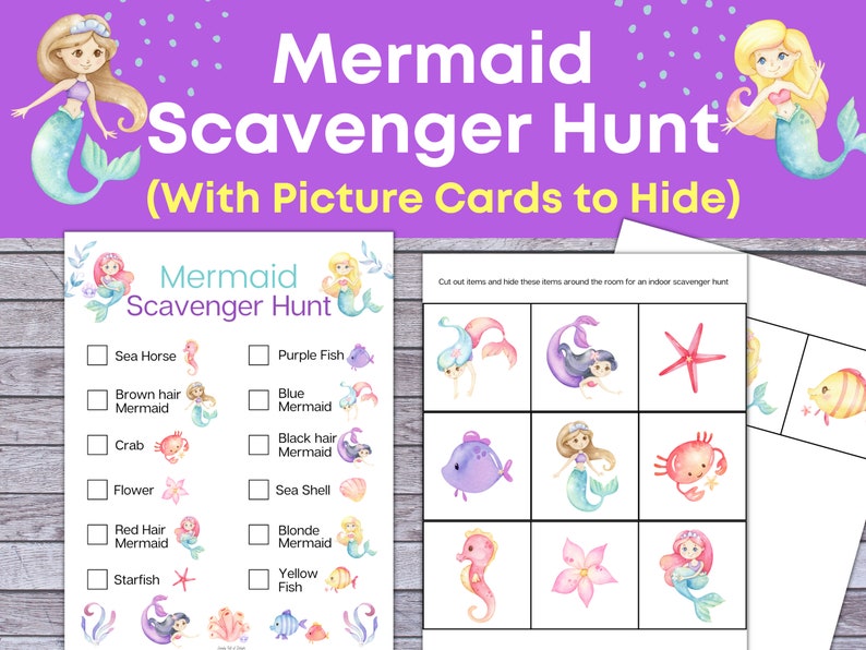 Mermaid Scavenger Hunt, Mermaid Treasure Hunt, Printable for Kids ...