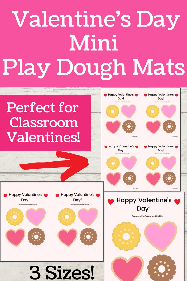 Printable Mini Valentine Play Dough Mats, Printable Valentines for Kids ...