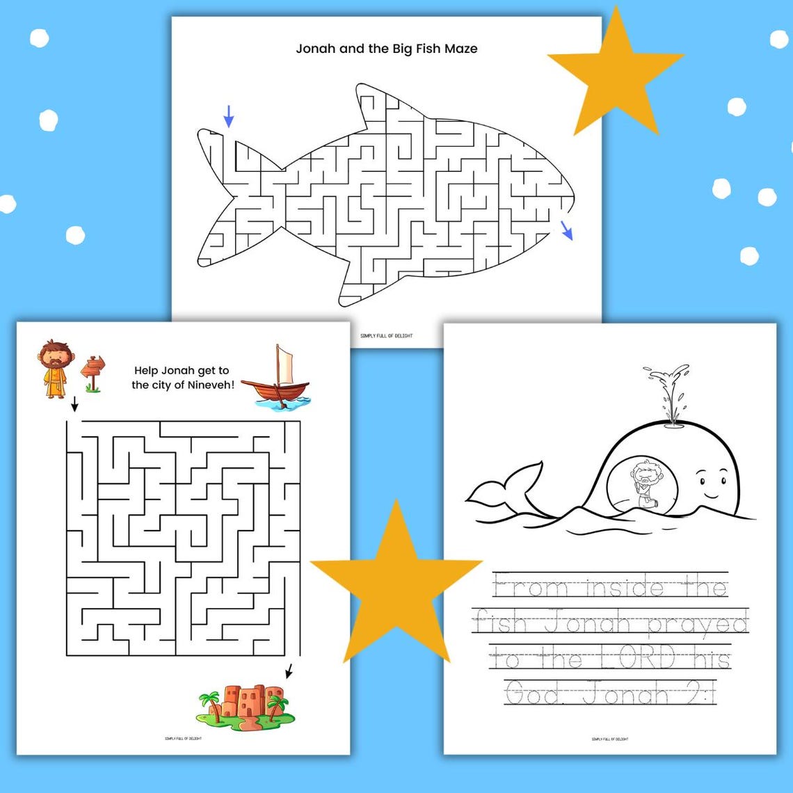 Jonah and the Big Fish Bible Story, Jonah Activities and Games, Jonah ...
