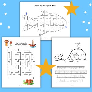 Jonah and the Big Fish Bible Story, Jonah Activities and Games, Jonah ...
