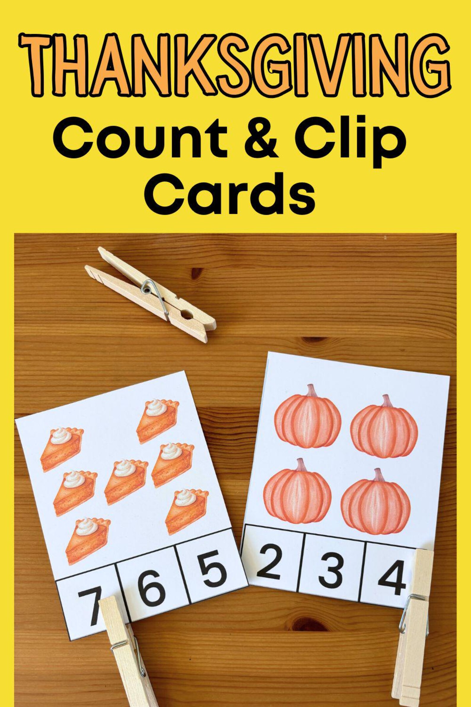 Thanksgiving Count Clip Cards, Montessori Math Printable, Homeschooling ...