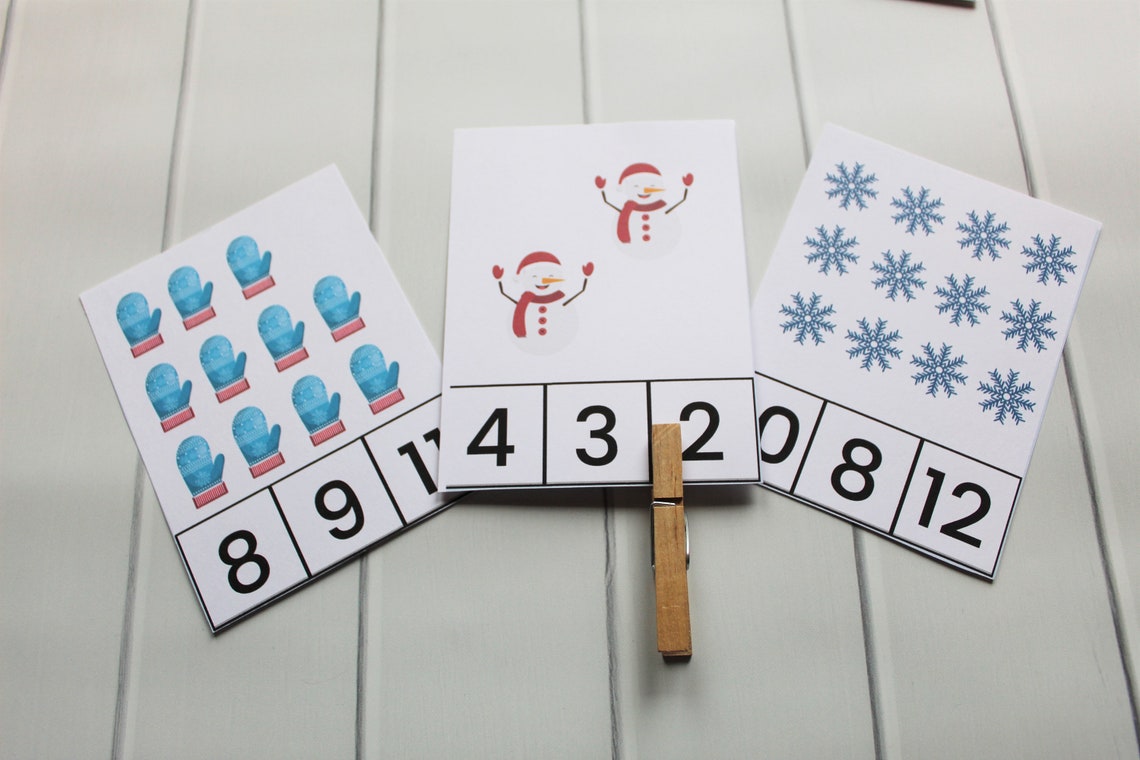 Winter Count Clip Cards, Montessori Math Printable, Homeschooling ...