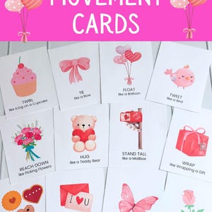 Valentine's Day Movement Cards for Kids, Preschool Gross Motor Activity ...