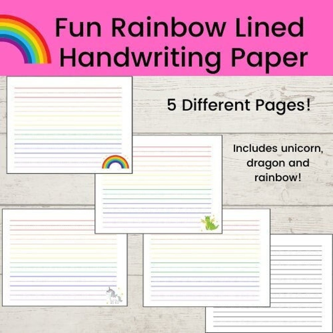 Rainbow Handwriting Paper, Penmanship Paper, Writing Practice Paper ...