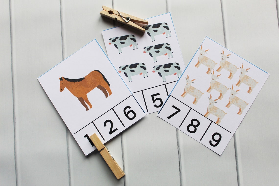 Farm Count Clip Cards, Montessori Math Printable, Homeschooling ...