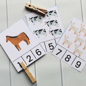 Farm Count Clip Cards, Montessori Math Printable, Homeschooling ...