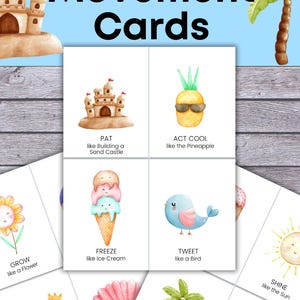 Summer Movement Cards for Kids, Preschool Gross Motor Activity ...