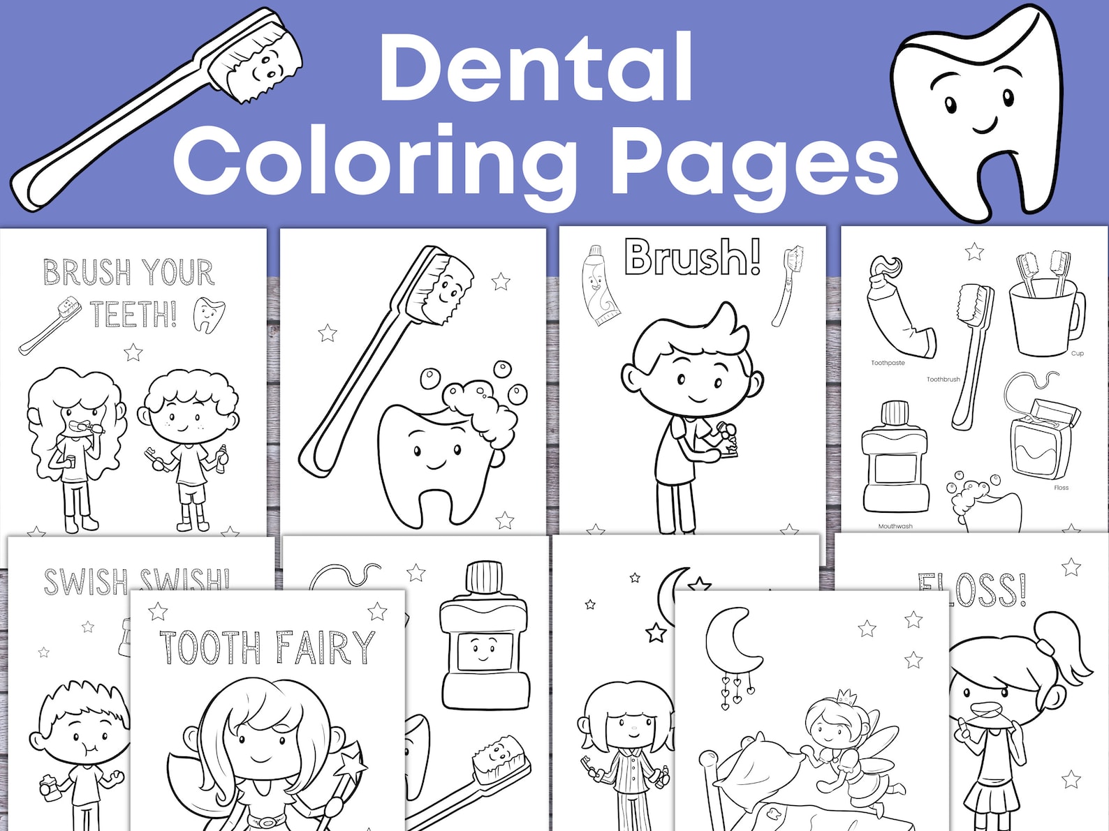 Dental Coloring Pages for Kids, Teeth Coloring Sheets, Tooth Coloring ...