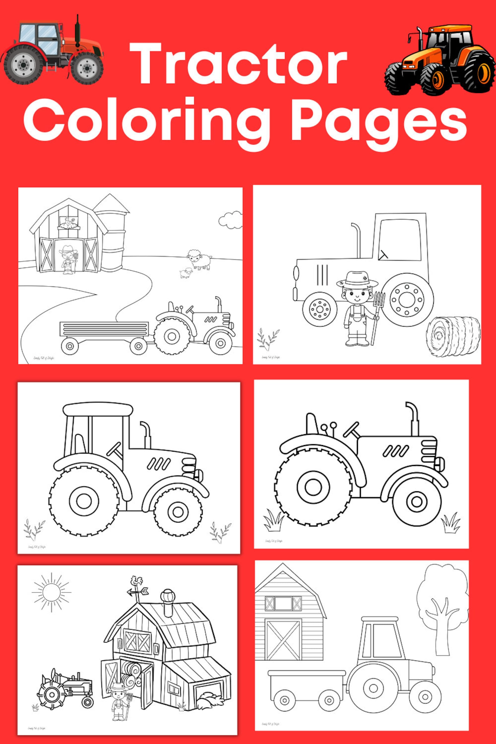 Tractor Coloring Pages for Kids, Tractor Coloring Sheets, Farm Coloring ...