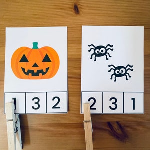 Halloween Count Clip Cards, Montessori Math Printable, Homeschooling ...