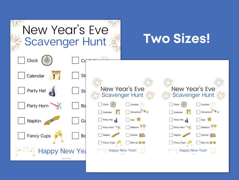 New Years Scavenger Hunt With Cards to Hide, NYE Scavenger Hunt ...