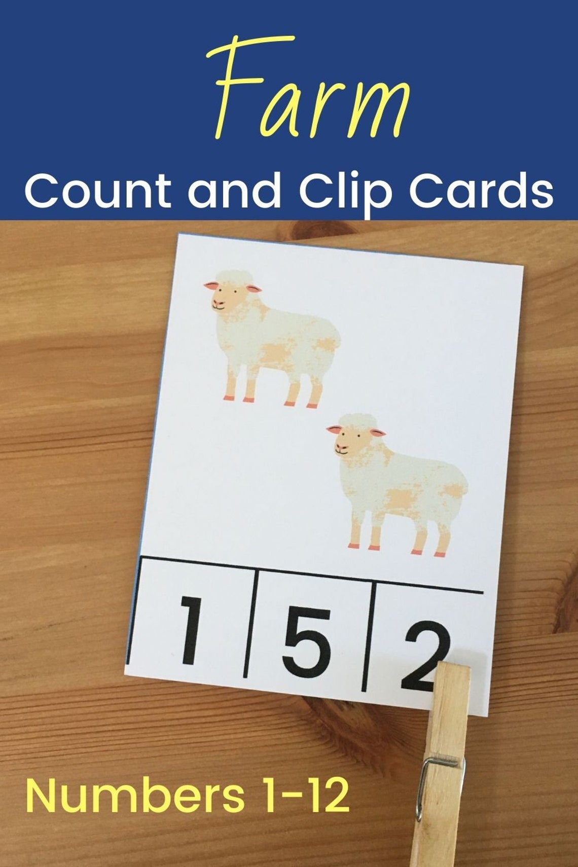Farm Count Clip Cards Montessori Math Farm 1-12 Number Clip | Etsy