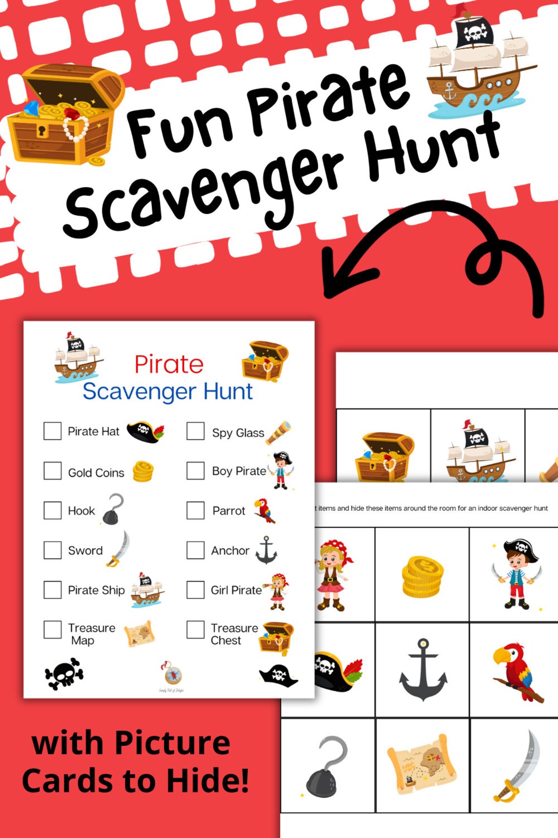 Pirate Scavenger Hunt, Pirate Treasure Hunt, Printable for Kids ...