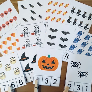 Halloween Count Clip Cards, Montessori Math Printable, Homeschooling ...