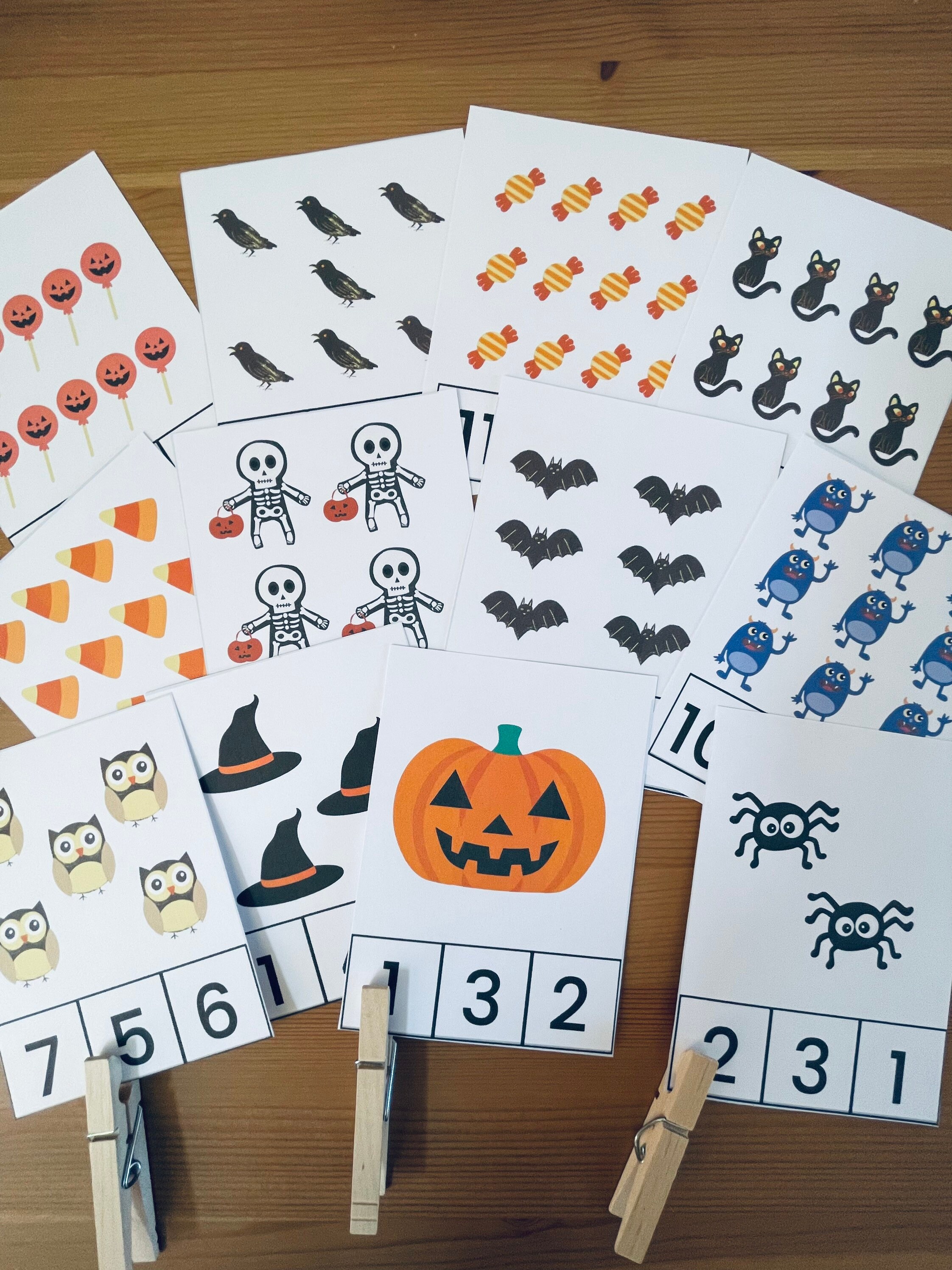 Halloween Count Clip Cards, Montessori Math Printable, Homeschooling ...