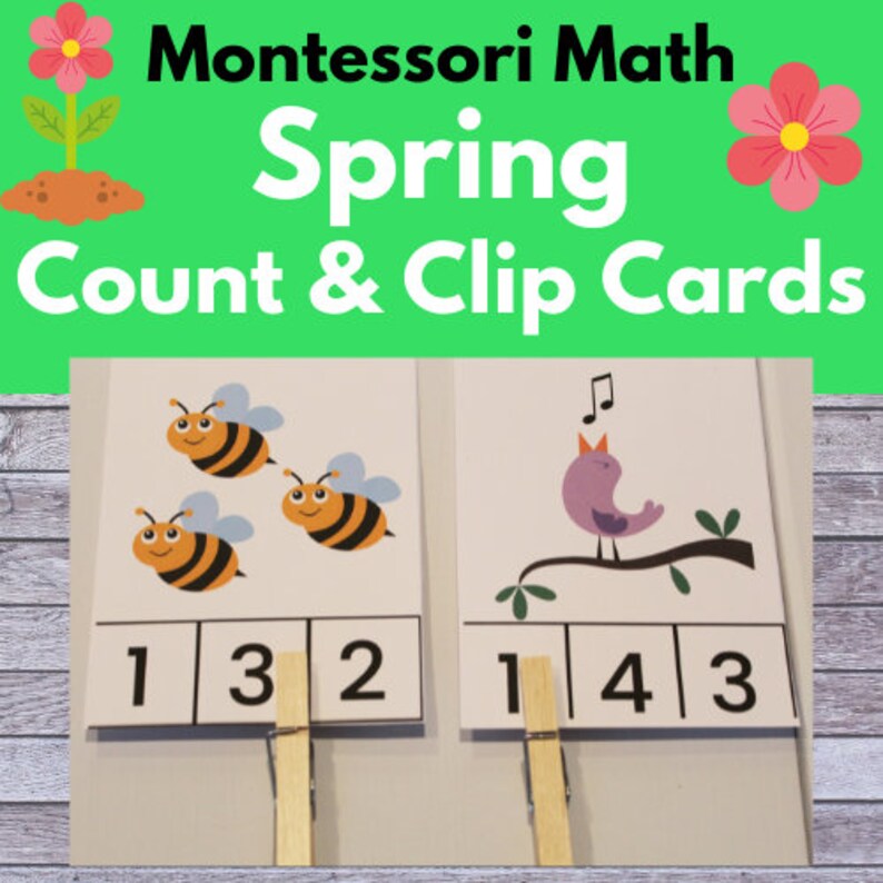 Spring Count Clip Cards, Montessori Math Printable, Homeschooling ...