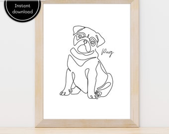 Pug Line Drawing | Etsy