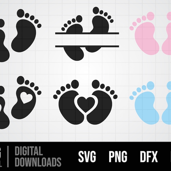 Blue and Pink Foot Print Svg - Etsy