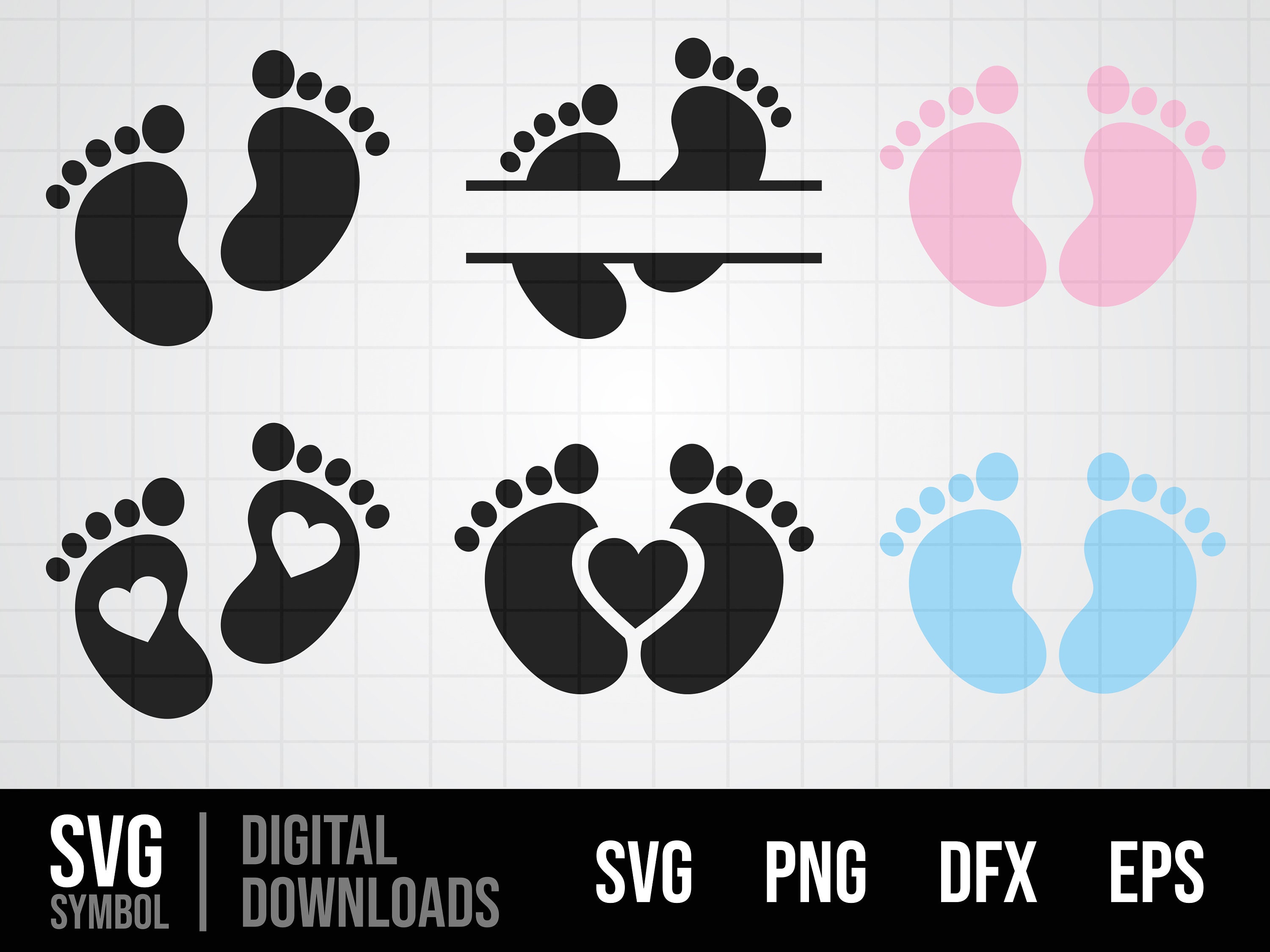 Baby Feet SVG, Baby Feet Pink and Blue Svg, Baby Feet With Heart, Baby ...