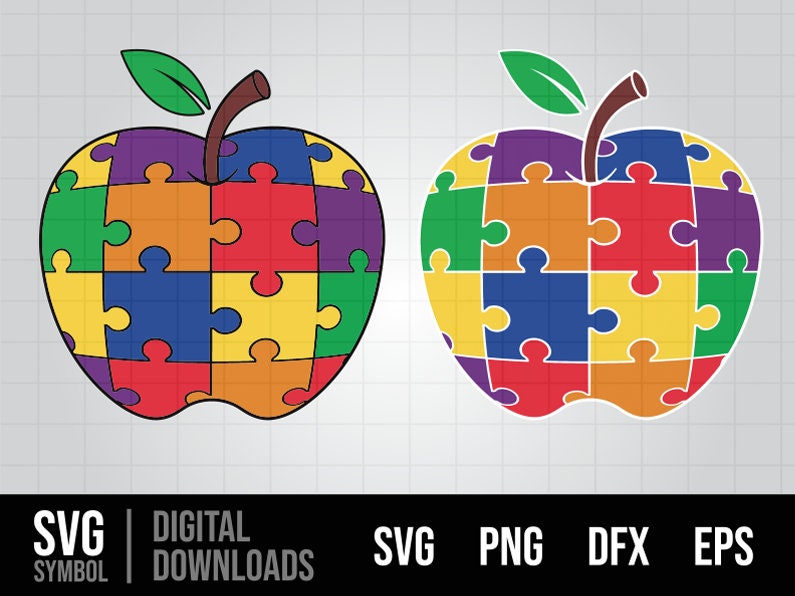 Autism Apple SVG Autism SVG Apple SVG Autism Cut File - Etsy