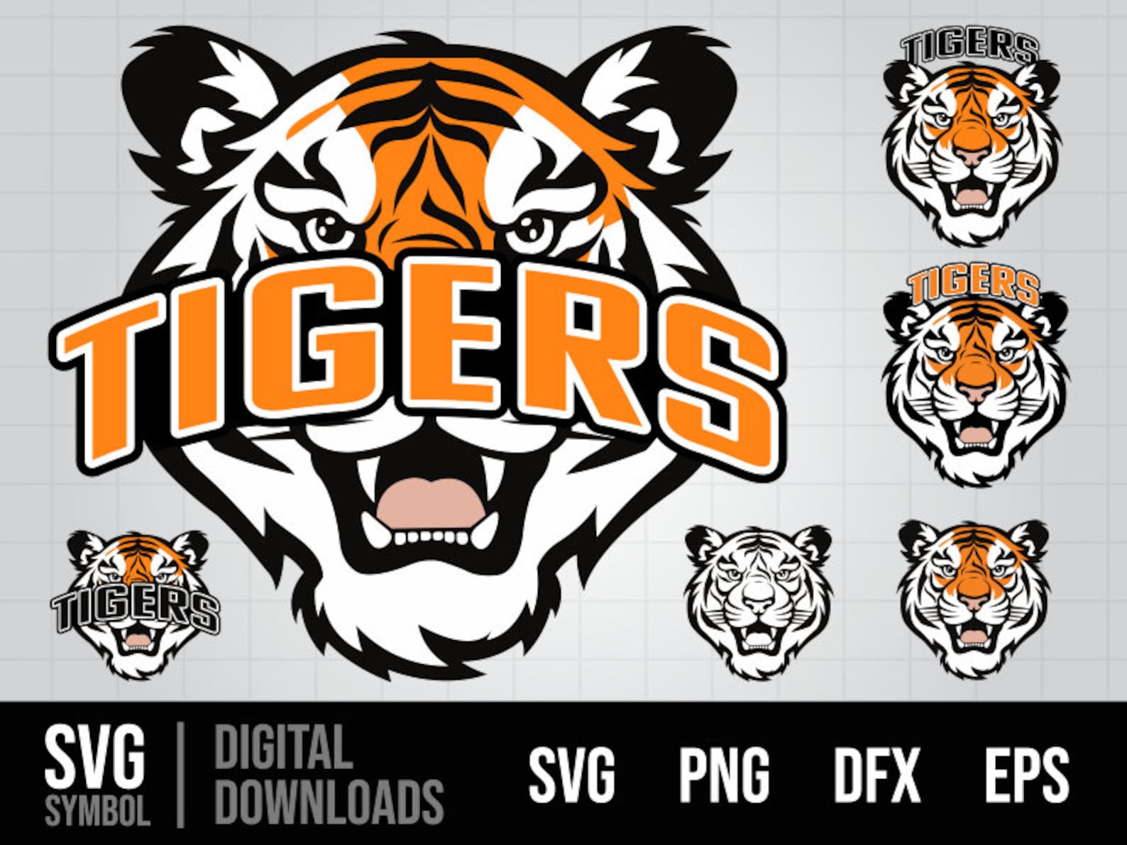 Tiger Mascot Svg, Tiger Face Svg, Tiger Svg School Spirit, Tiger Head ...