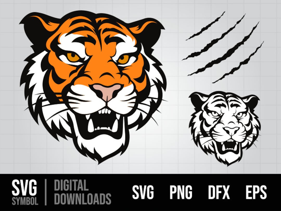 Tiger Head Svg, Tiger Face Svg, Scratch Svg, Clipart, Animal, Mascot ...