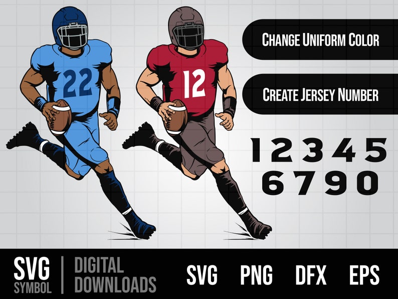 Football Player SVG Football Player Png Football Cutfile - Etsy